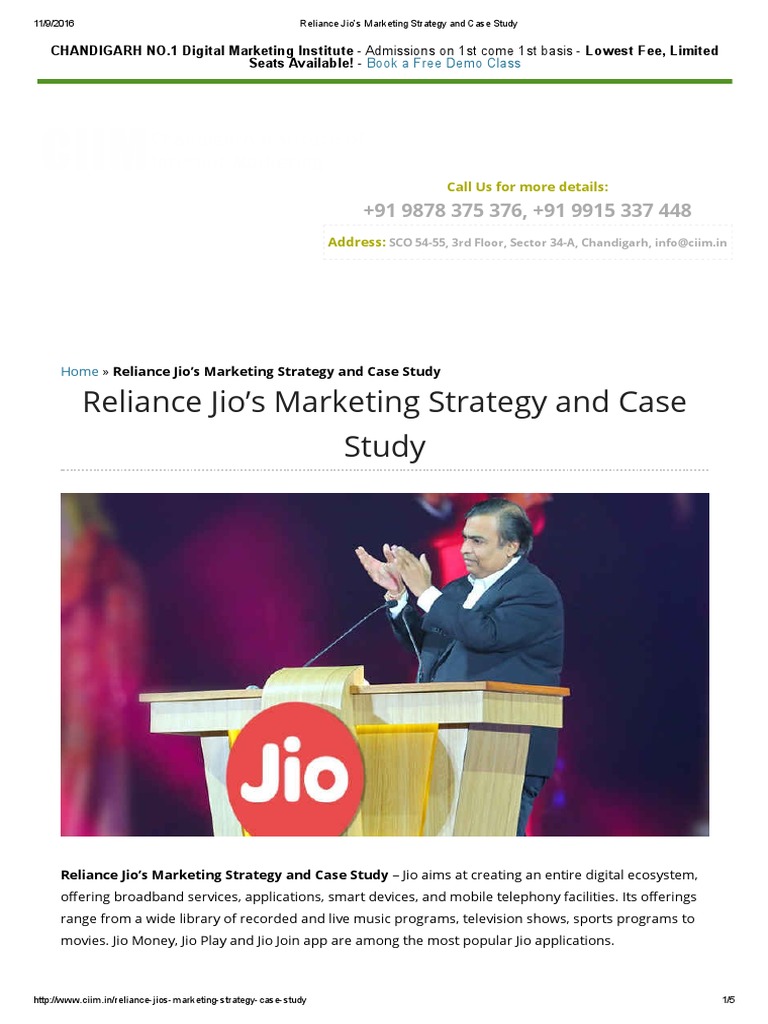 Reliance Jio Marketing Strategy Overview | PDF | Mobile Phones | Networks