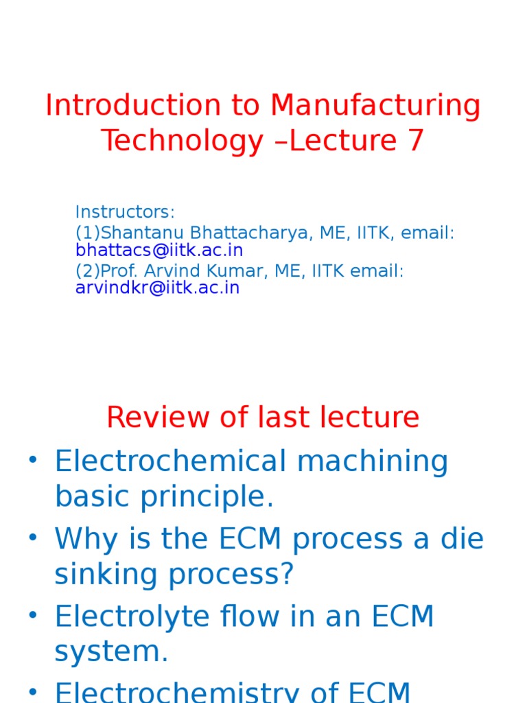 Introduction To Manufacturing Technology - Lecture 7 | PDF ...