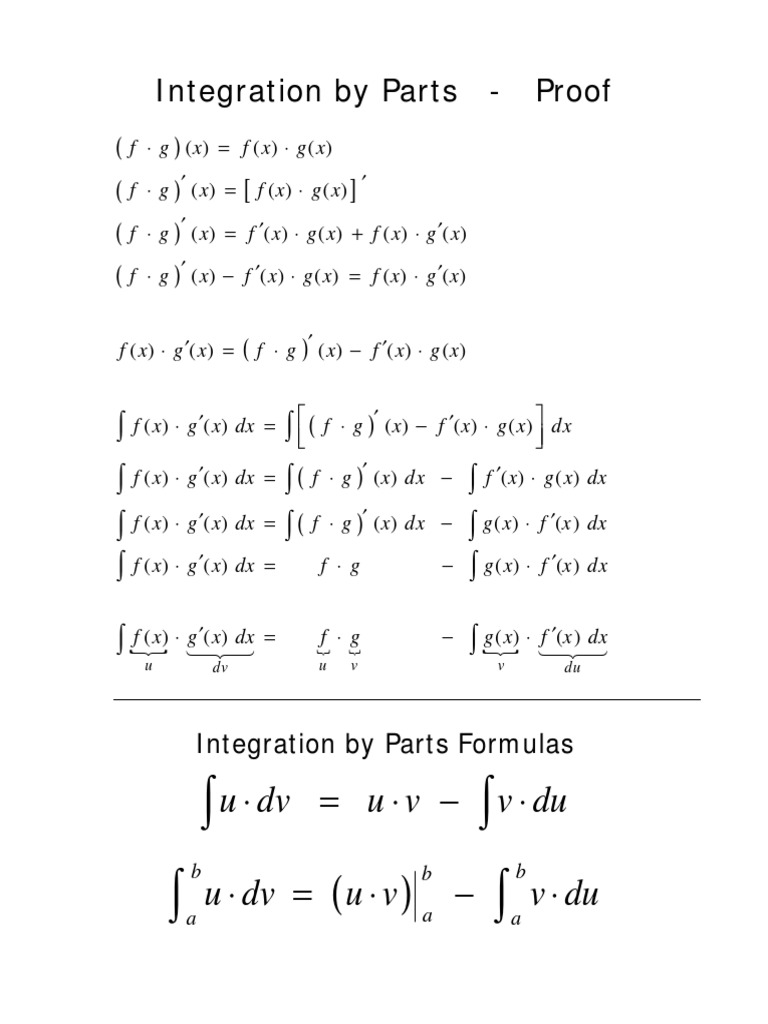 Integration by Parts Proof | PDF