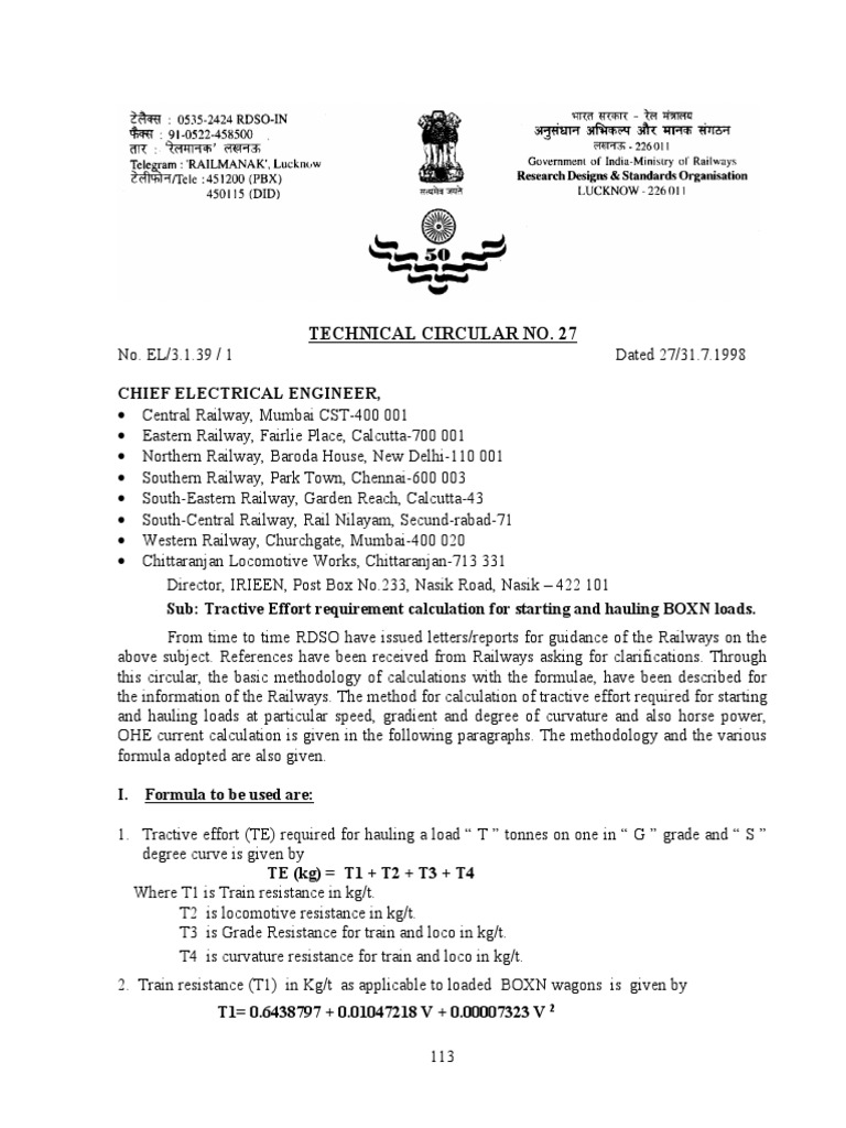 Tractive Effort Calculation Guidelines | PDF | Rail Transport | Locomotives