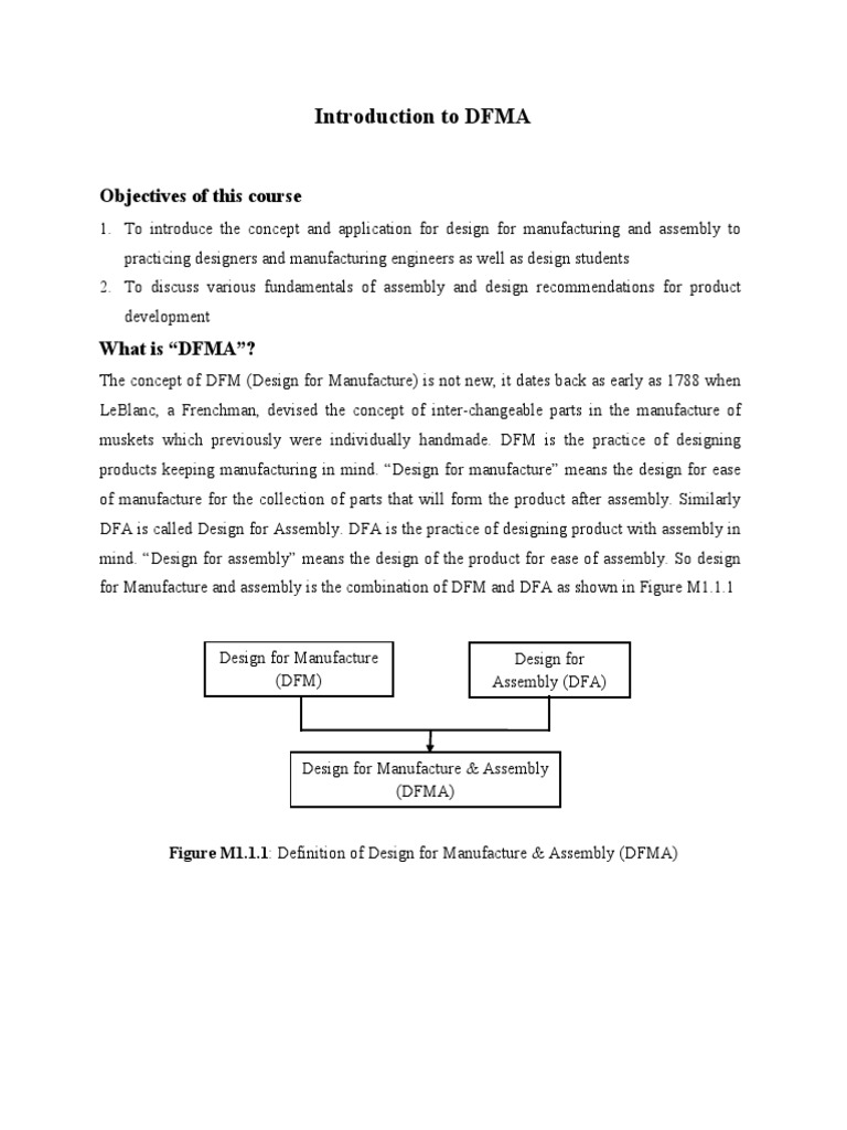 Introduction To DFMA: Objectives of This Course | Download Free PDF ...