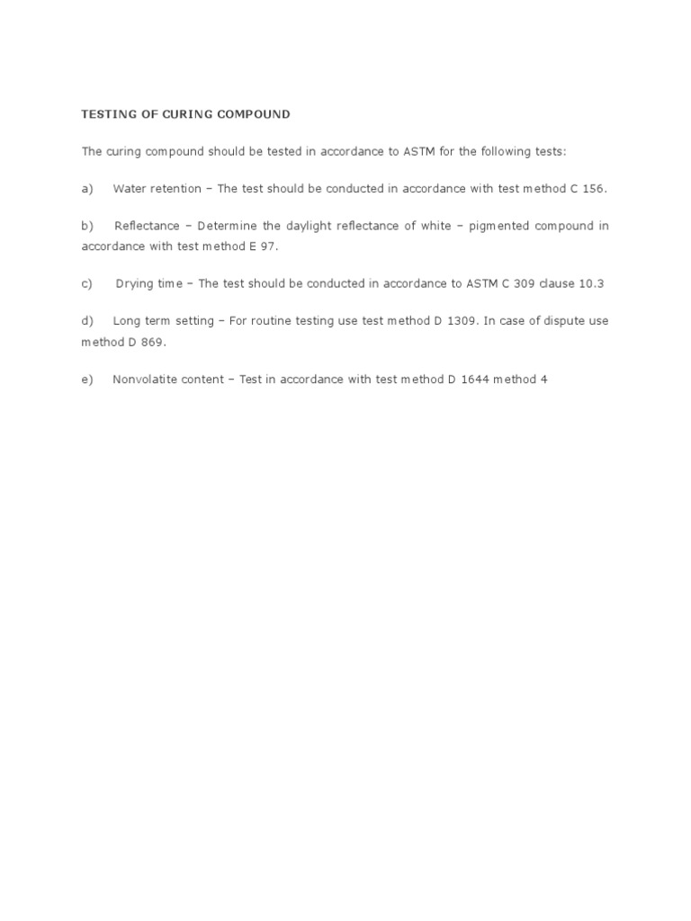 Testing of Curing Compound | PDF