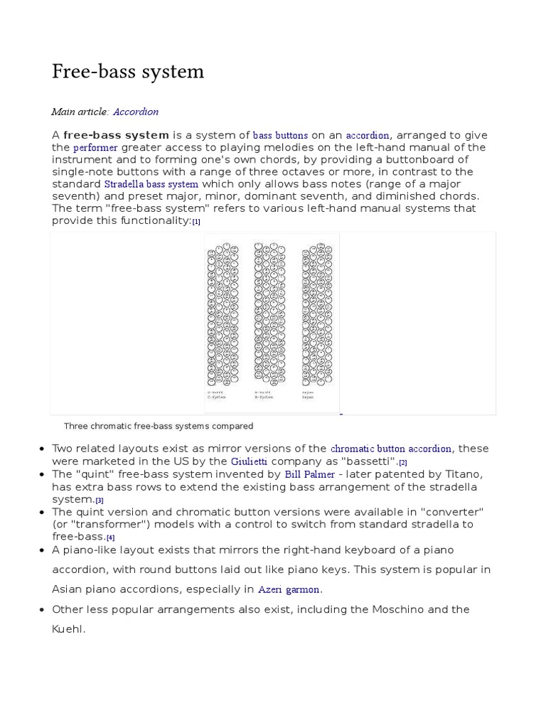 Free-Bass Accordion Systems Guide | PDF | Accordion | Keyboard Instruments