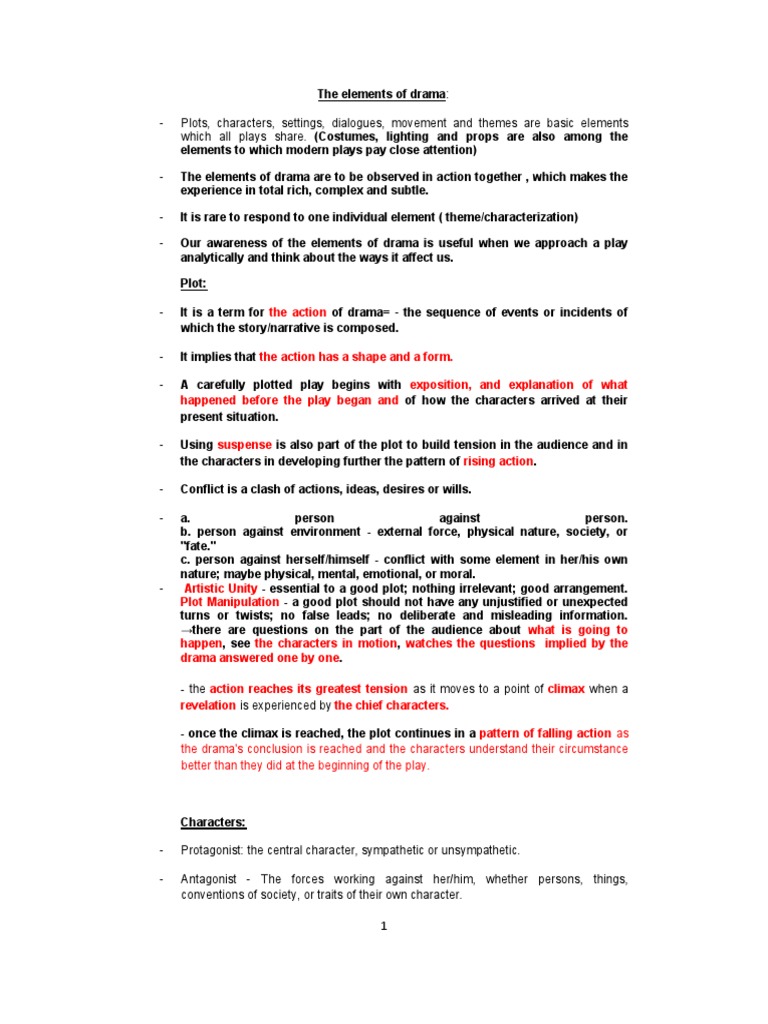Elements of Drama | PDF | Irony | Plot (Narrative)