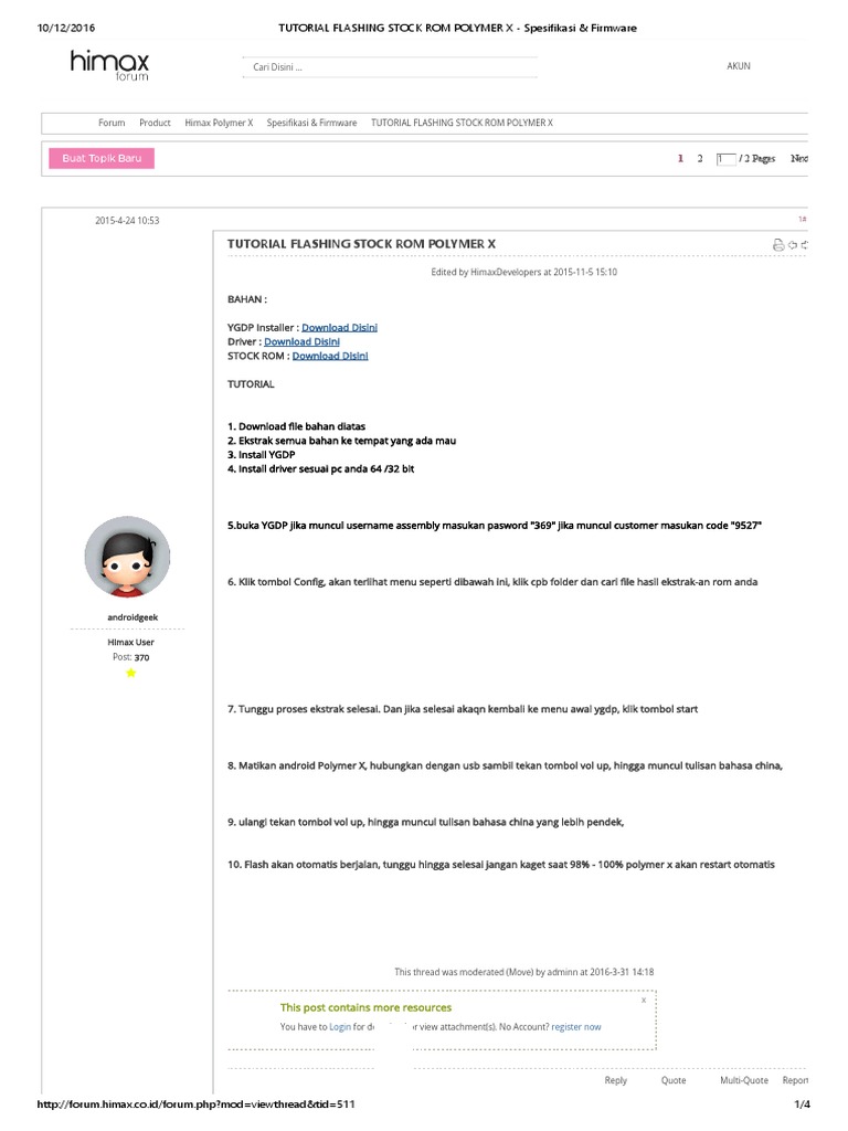 Tutorial Flashing Stock Rom Polymer X - Spesifikasi & Firmware | PDF