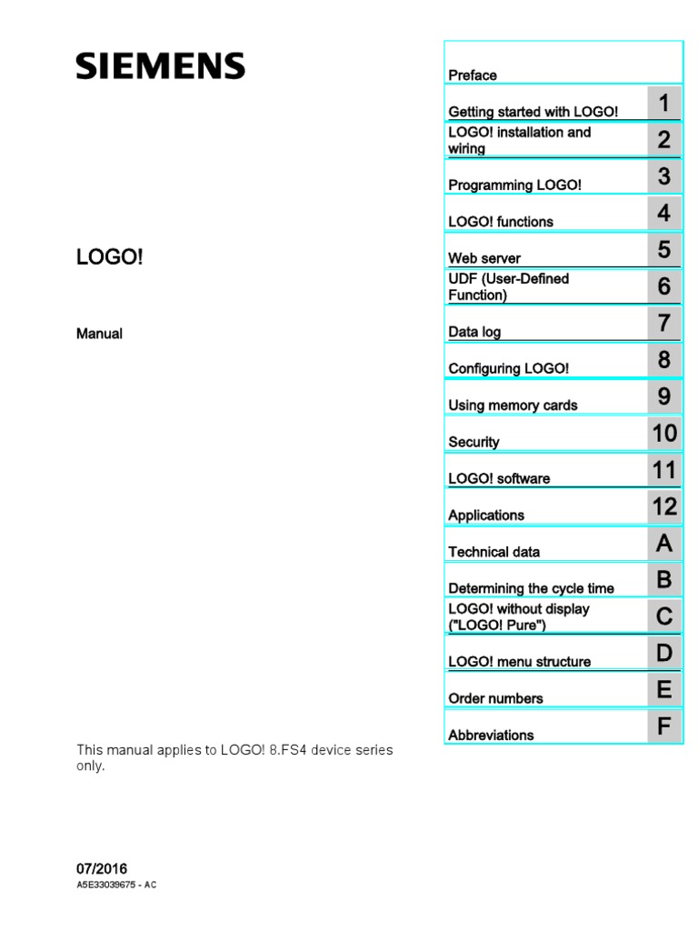 SIMATIC - Logo System - Manual (7 - 2016) | PDF | Secure Digital ...
