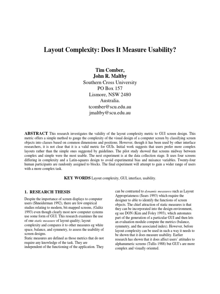 Layout Complexity Does It Measure Usability | PDF | Usability ...