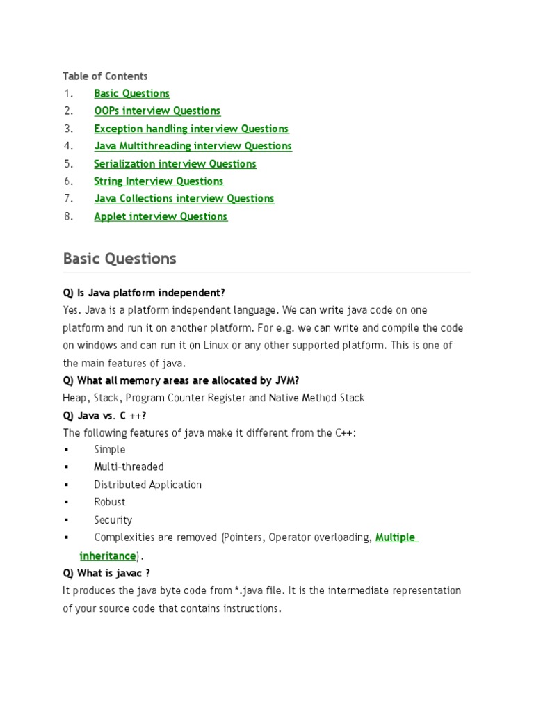Interview Questions Pdf Constructor Object Oriented Programming Programming