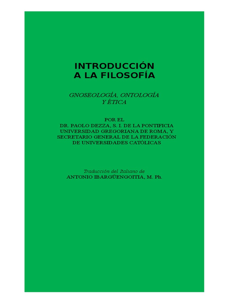 Introducción A La Filosofía, Paolo Dezza | PDF | Verdad | Immanuel Kant