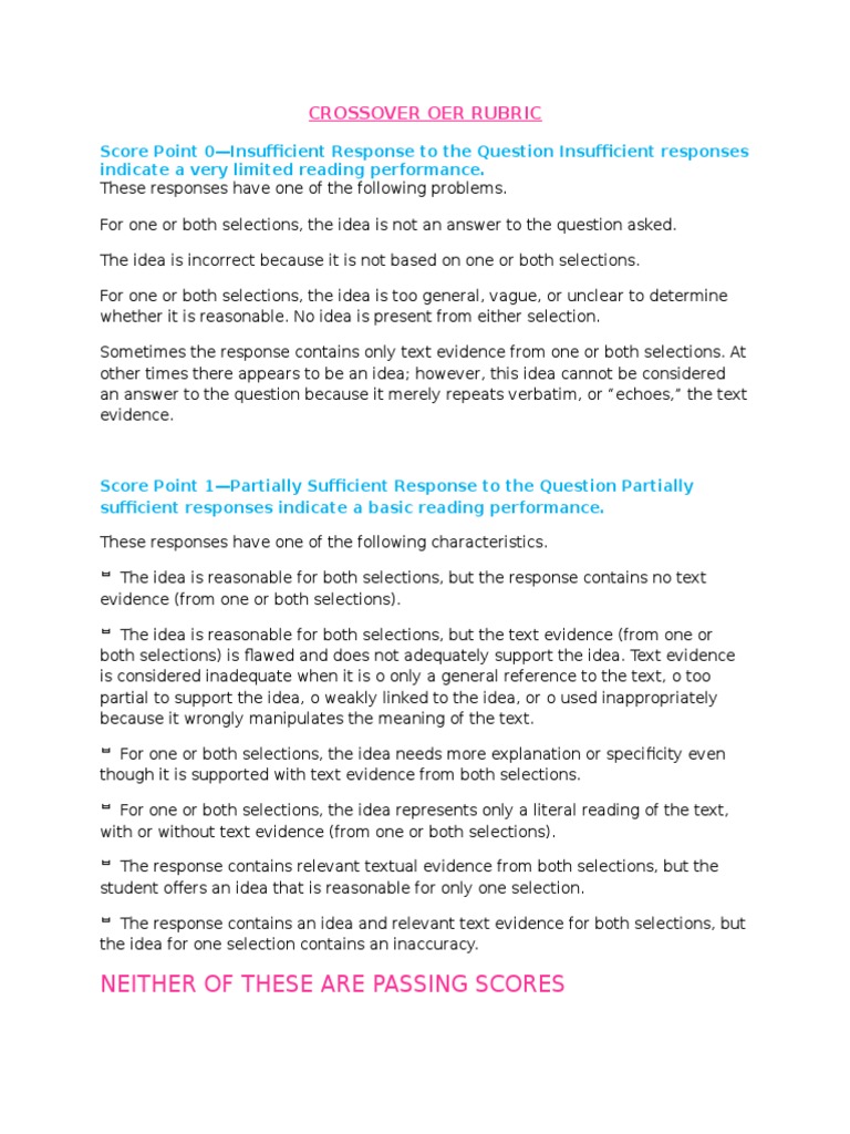 Staar Oer Rubric Crossover | PDF | Cognition | Cognitive Science