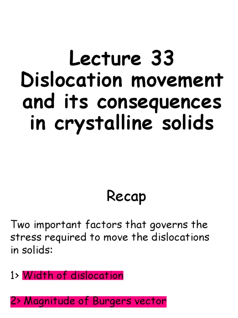 Dislocation Movement and Its Consequences in Crystalline Solids | PDF ...