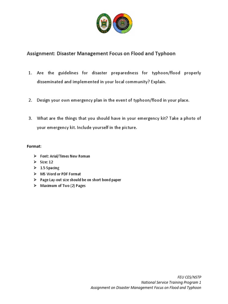 Assignment On Disaster Management Focus On Flood and Typhoon | PDF