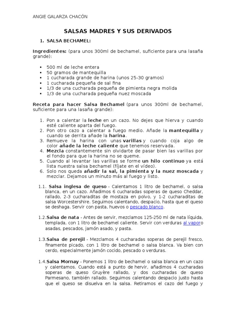 Salsas Madres y Sus Derivados | PDF