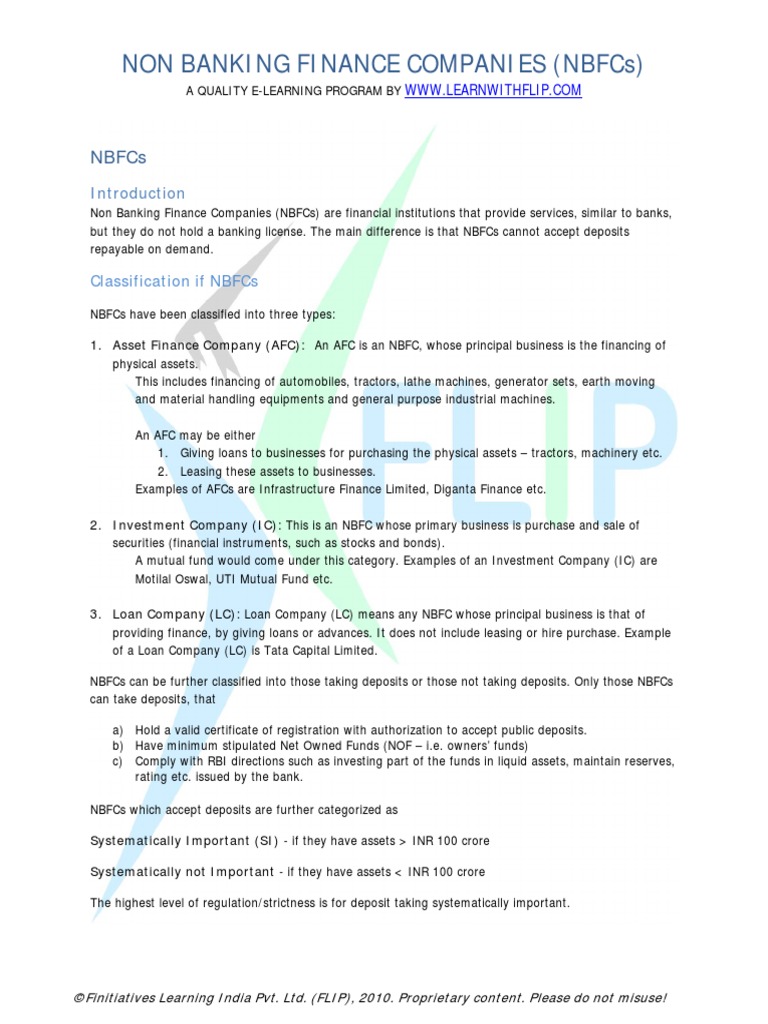Chapter 6 Nbfcs Download Free Pdf Non Bank Financial Institution