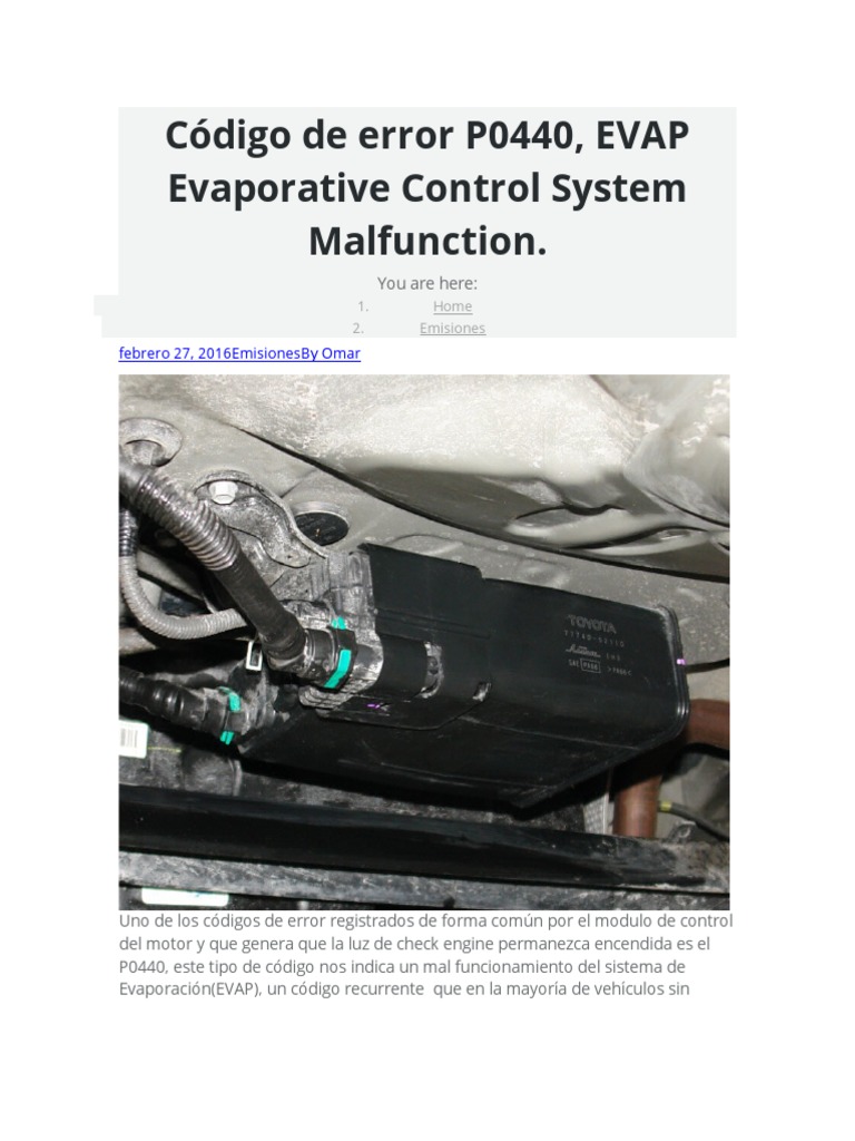 Código de Error P0440 | PDF | Evaporación | Contaminación