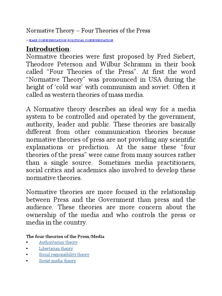 Normative Theory | PDF | Censorship | Journalism