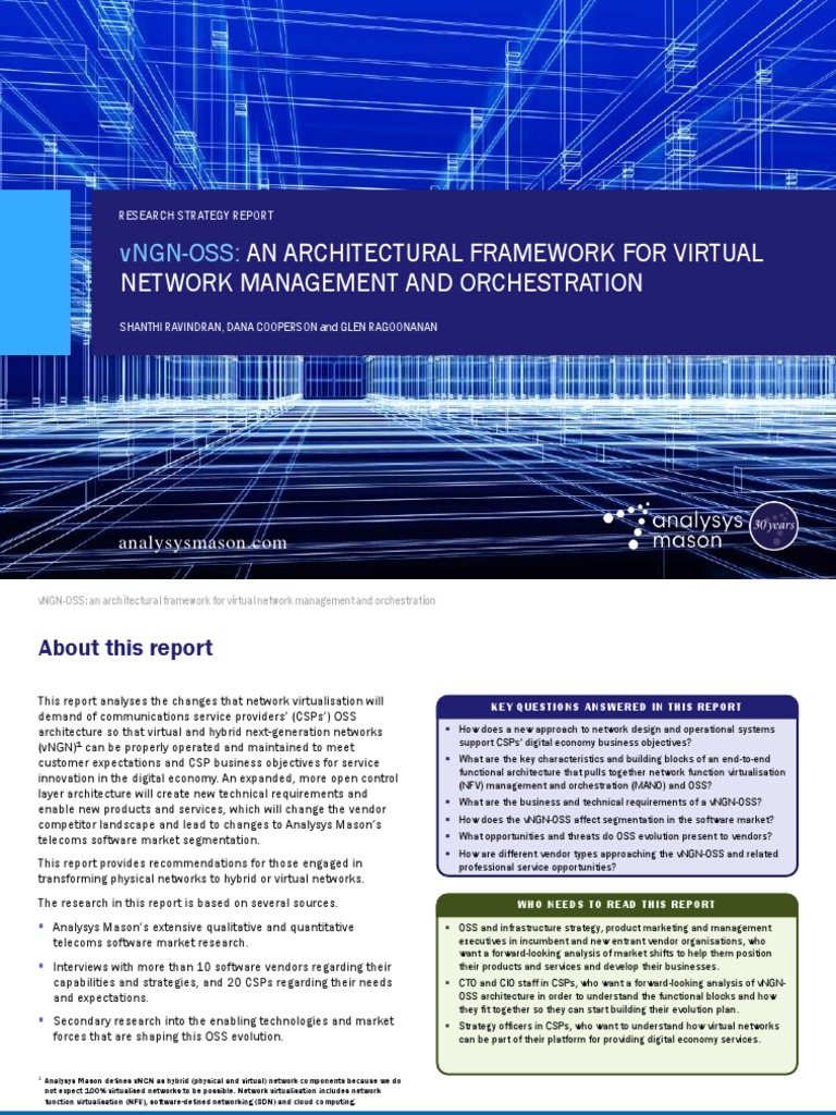 Analysys Mason VNGN OSS Framework Sep2015 RMA16 RMA07 | PDF | Cloud ...