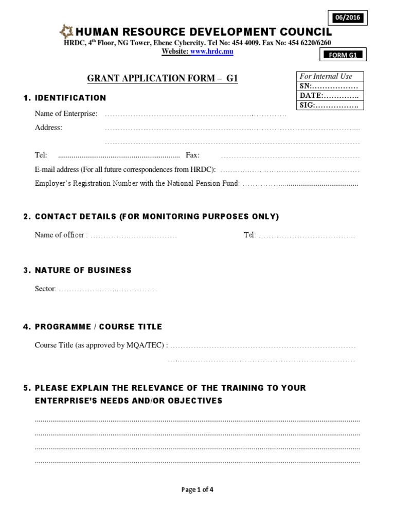 HRDC Grant Application Form - Request for Financial Support for ...