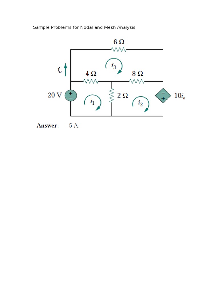Sample Problems For Nodal and Mesh Analysis | PDF | Electrical Engineering | Electronic Engineering
