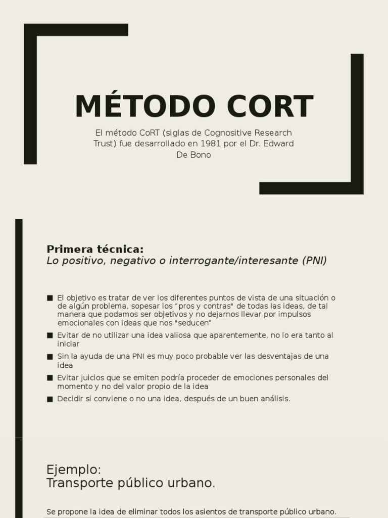 Método CoRT: Sopesar Opciones Efectivamente | PDF | Conocimiento | Toma ...