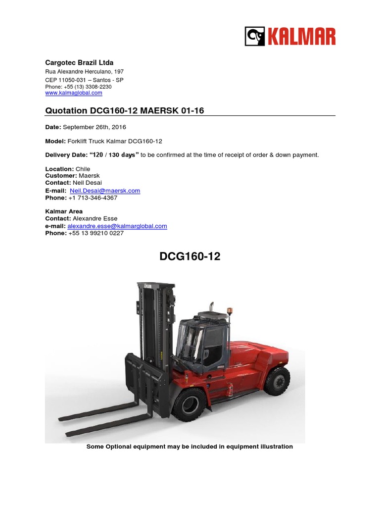 Kalmar DCG160-12 Forklift Quotation | PDF | Steering | Transmission ...