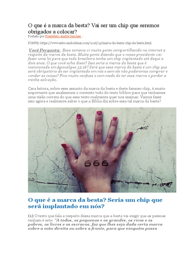 O Que é a Marca Da Besta | Número da Besta | Livro do Apocalipse