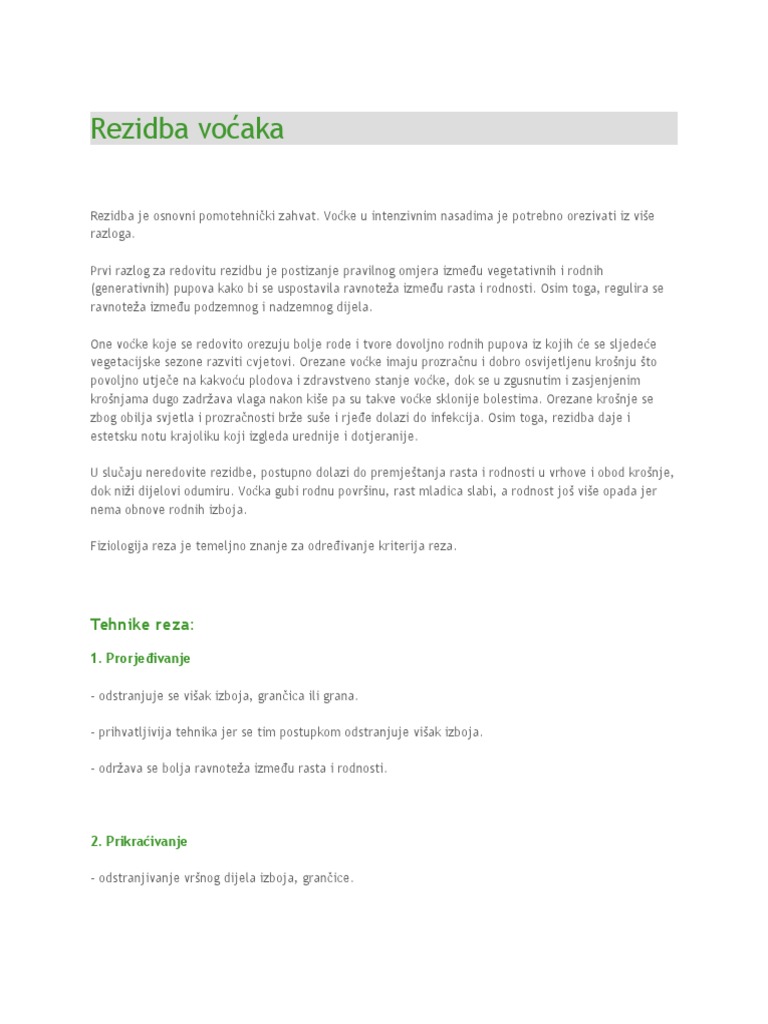 Rezidba Voćaka | PDF