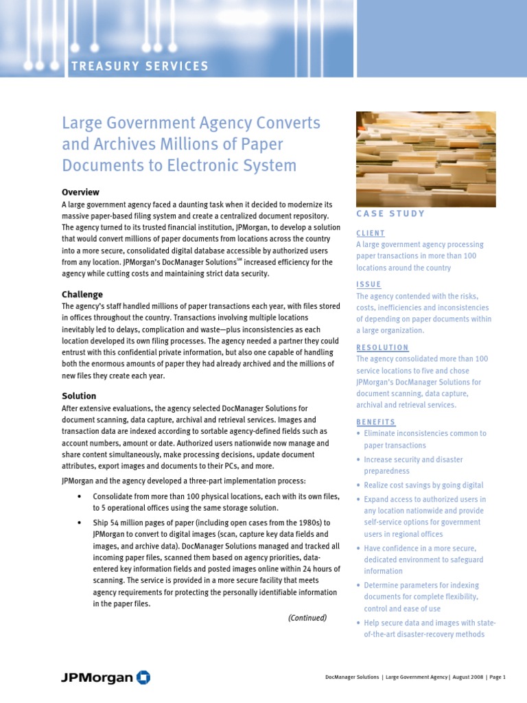 Large Government Agency Converts and Archives Millions of Paper ...
