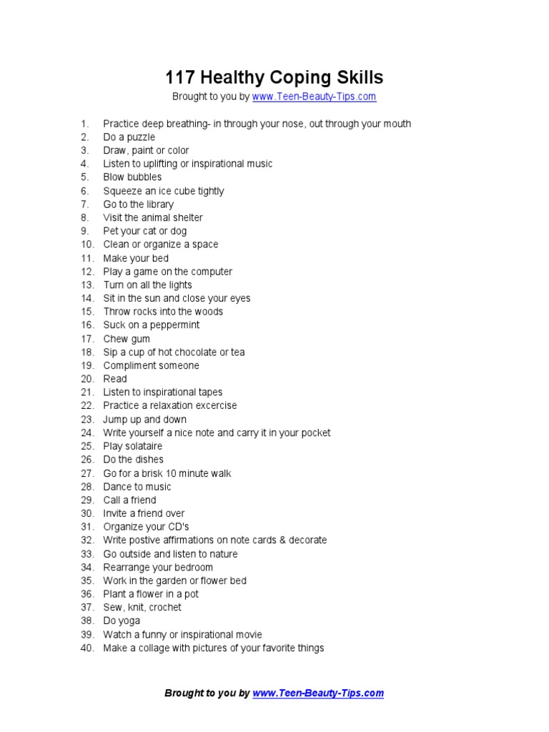 117 Healthy Coping Skills for Teens | PDF