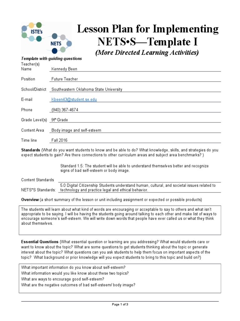 Kennedy Been Lesson Plan | PDF | Educational Assessment | Lesson Plan