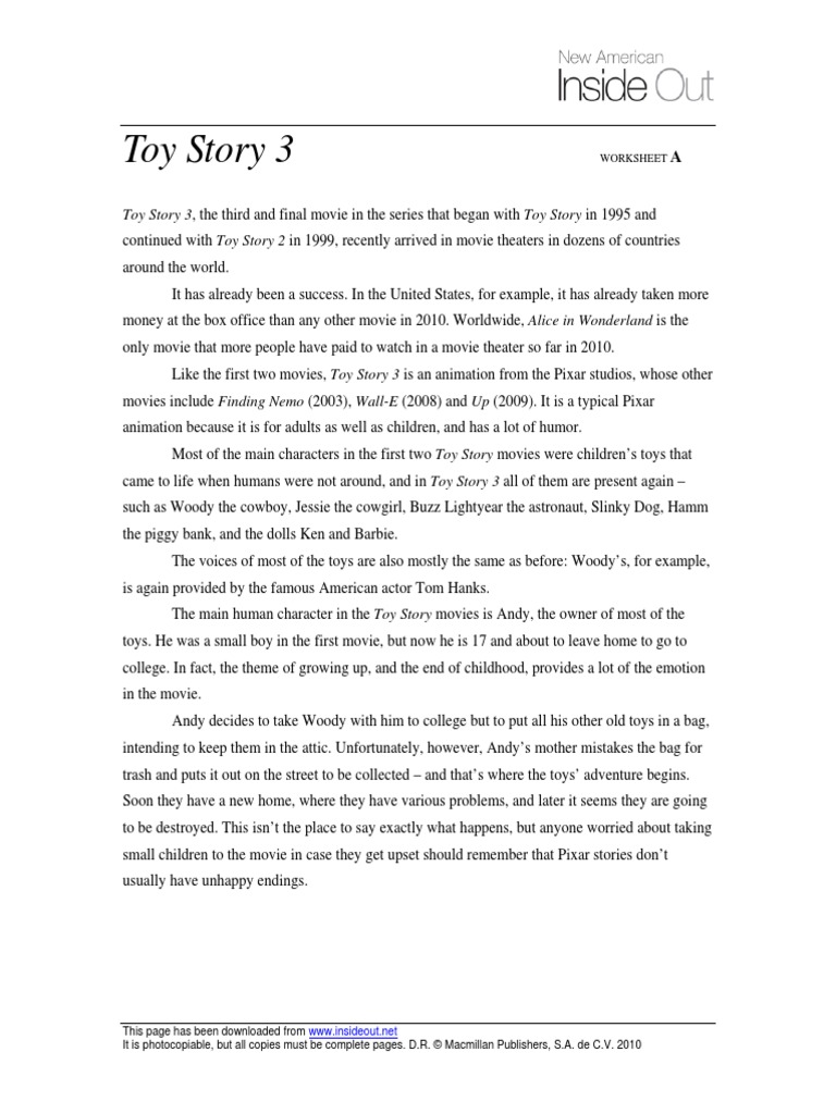 Toy Story 3 - Worksheet PDF | PDF | Art