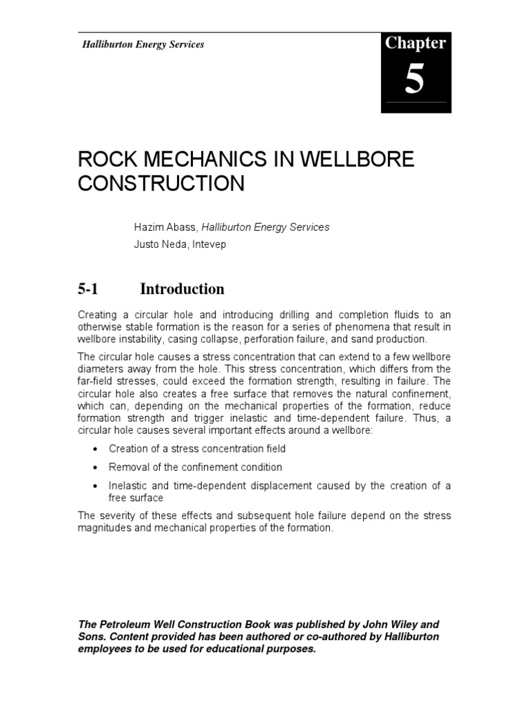 Chapter 5 Rock Mechanics | PDF | Strength Of Materials | Hydraulic ...