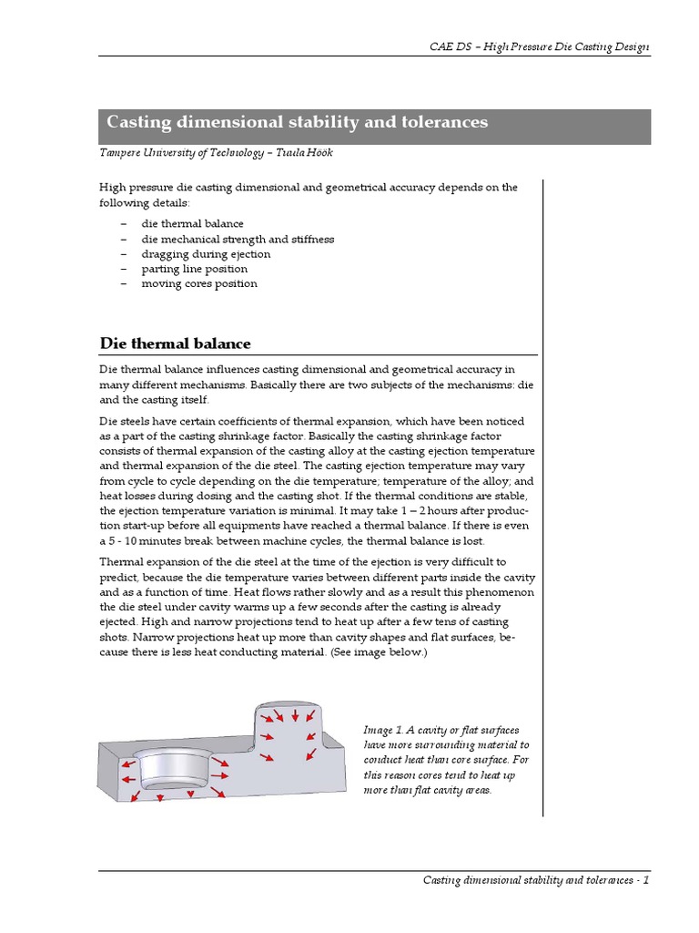 Casting Dimensional Stability and Tolerances | PDF | Casting ...