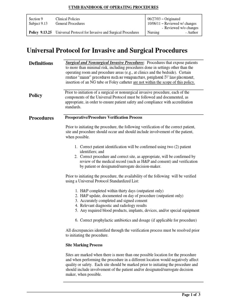 IHOP - 09.13.25 - Universal Protocol For Invasive and Surgical ...