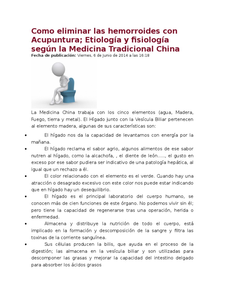 Como Eliminar Las Hemorroides Con Acupuntura | PDF | Hígado | Bilis