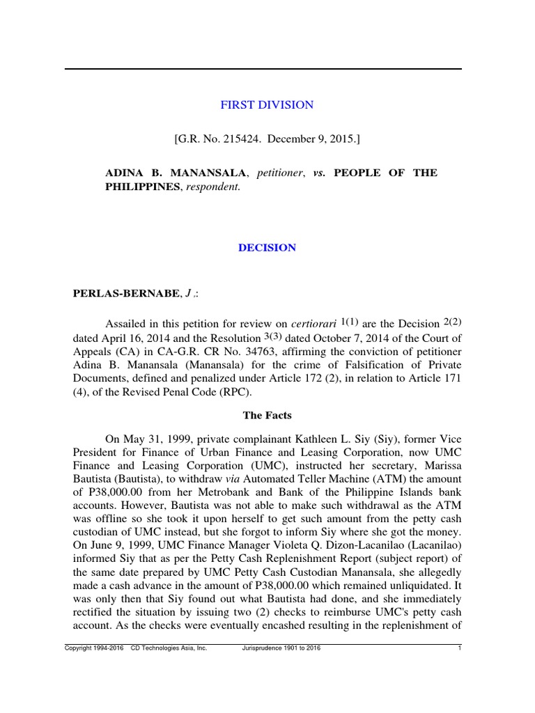 01 Manansala vs. People | PDF | Judgment (Law) | Appeal