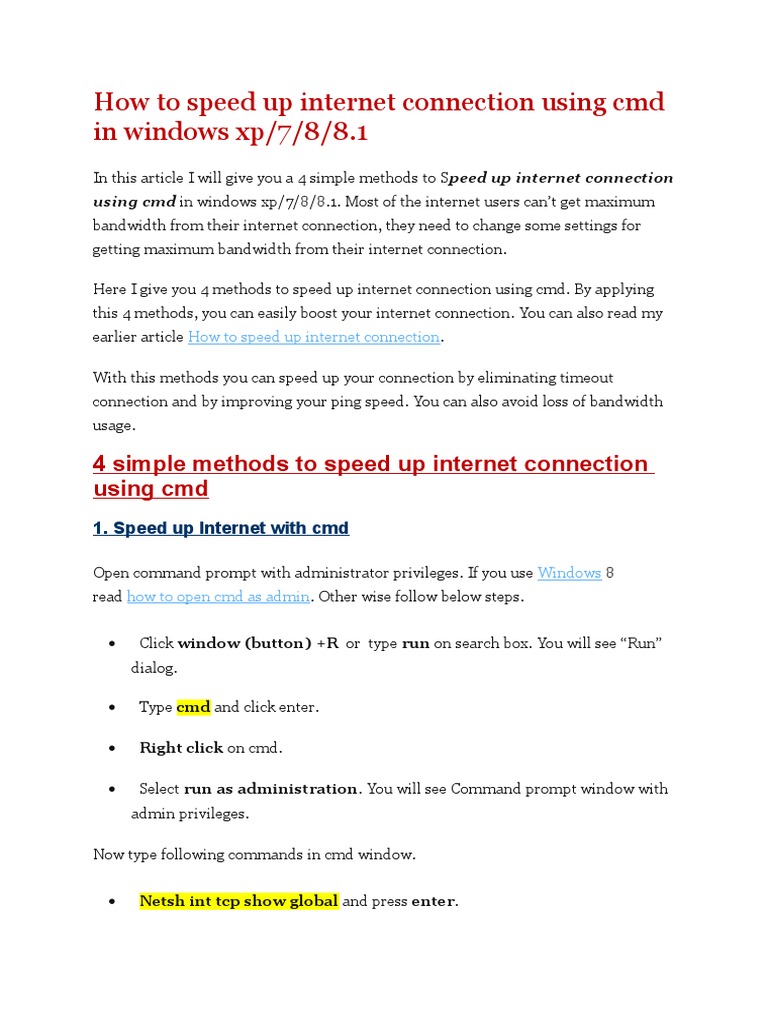 4 Simple Methods To Speed Up Internet | PDF | Telecommunications | Internet