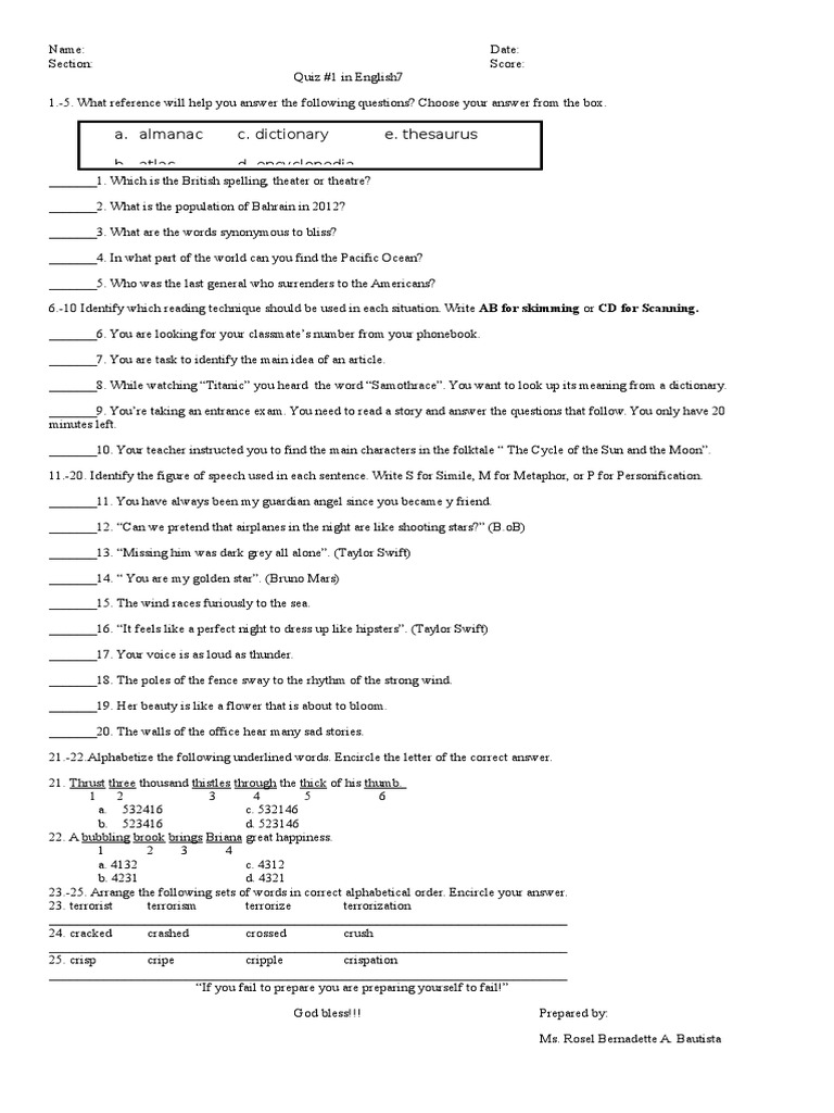 A. Almanac C. Dictionary E. Thesaurus B. Atlas D. Encyclopedia | PDF