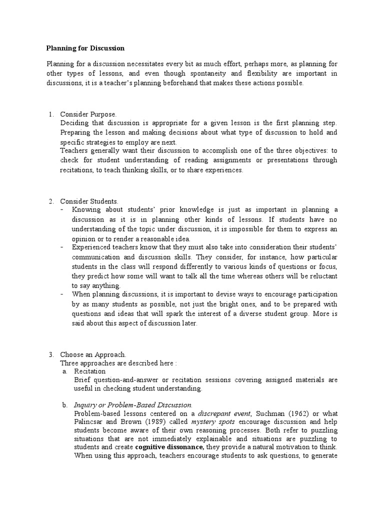 Planning For Discussion | PDF | Question | Strategic Management