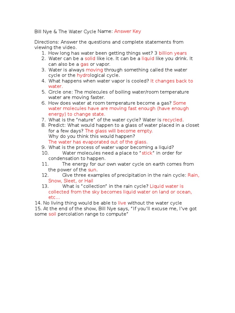Bill Nye Worksheet Video Answers | PDF | Science & Mathematics ...
