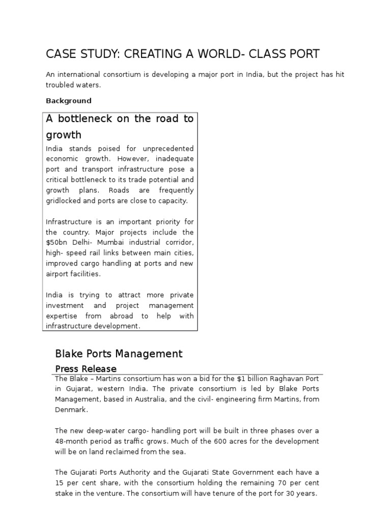 Case Study Project Management | PDF | Port | Industries