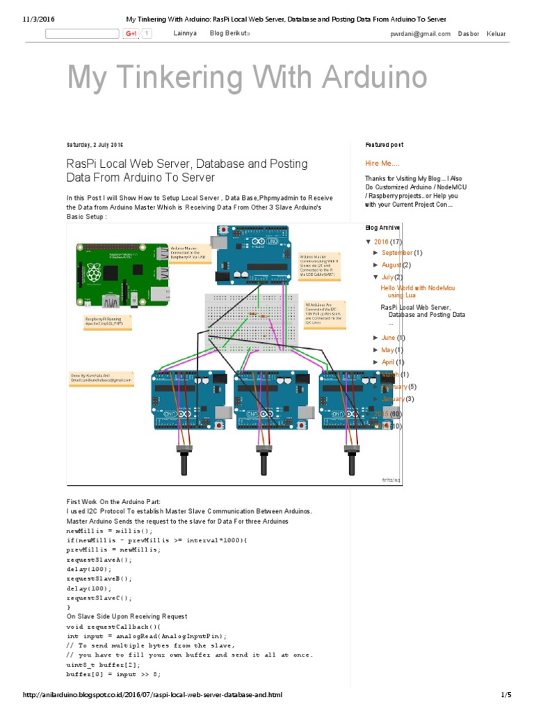 My Tinkering With Arduino Raspi Local Web Server Database And Posting Data From Arduino To