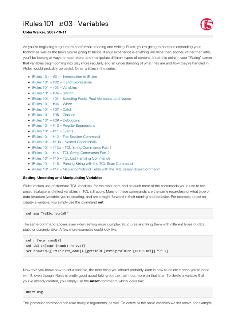 Irules 101 03 Variables | PDF | Variable (Computer Science) | Scope ... Irules 101 03 Variables | PDF | Variable (Computer Science) | Scope ...
