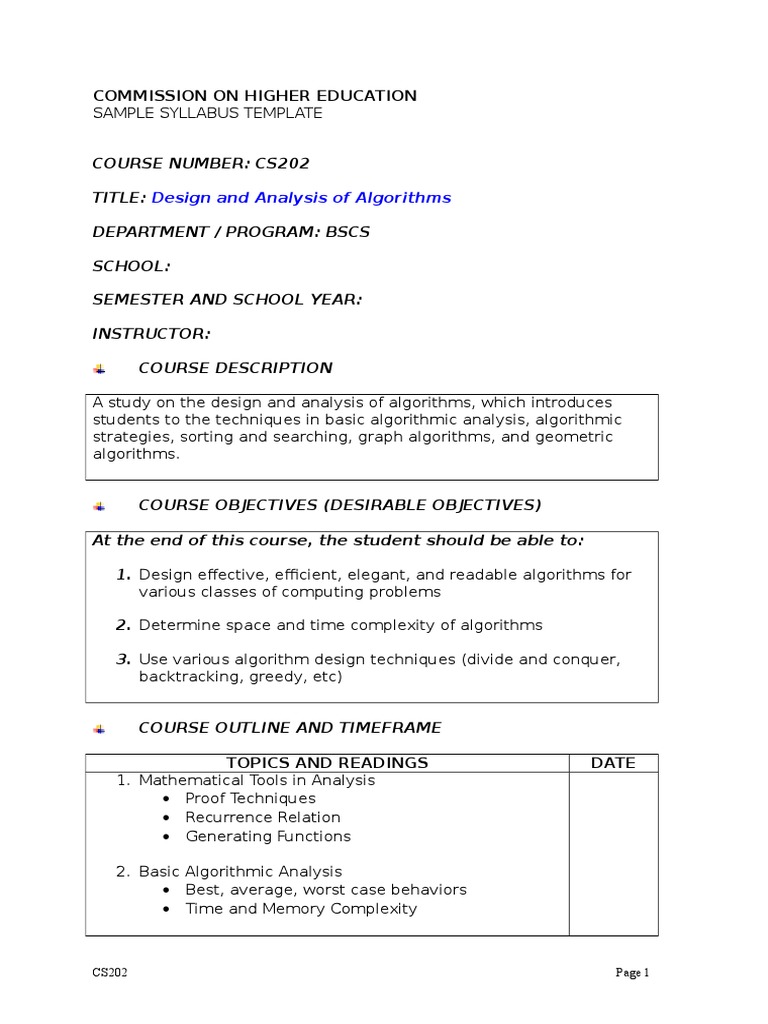 CS202 Design and Analysis of Algorithms | PDF