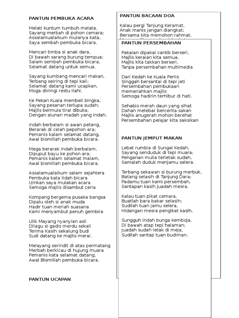 Pantun Untuk Majlis | PDF