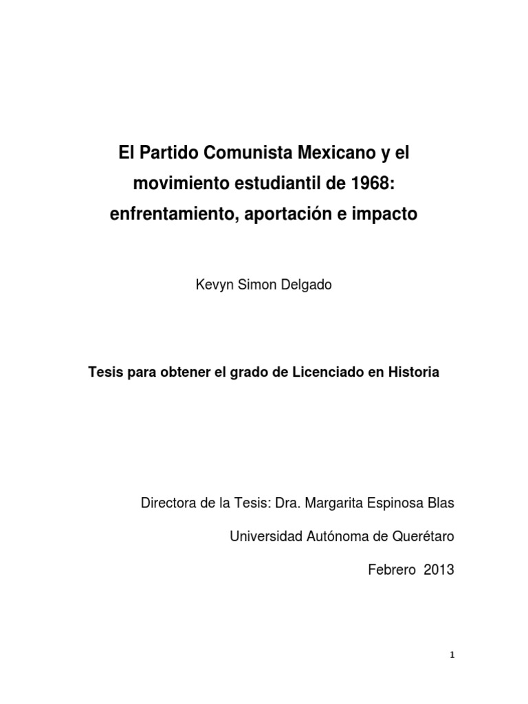 El Partido Comunista Mexicano y 1968 PDF | PDF | Comunismo ...