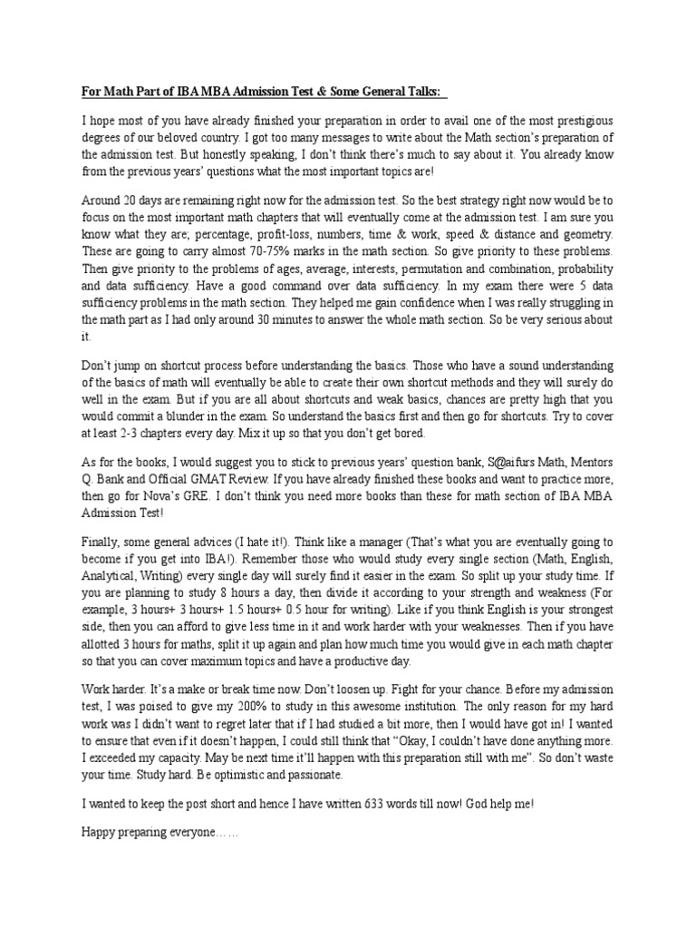 About IBA MBA Math Section | PDF | Graduate Record Examinations | Test ...