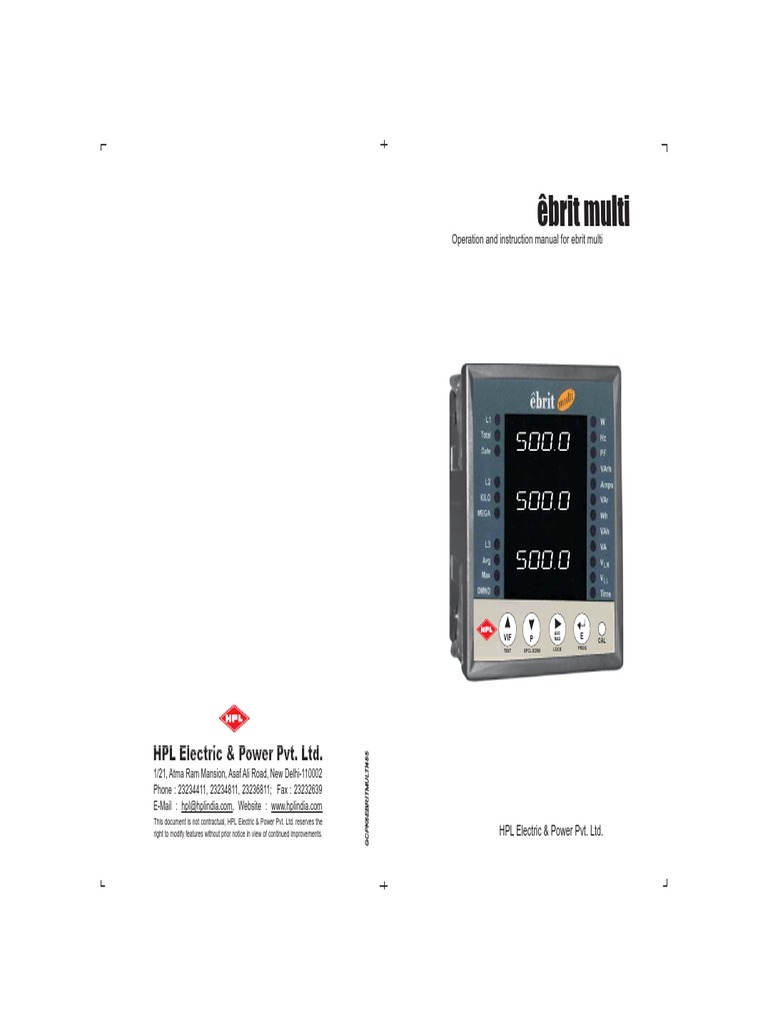 Ebrit Multi Meter With Rs485 | PDF | Ac Power | Computer Data