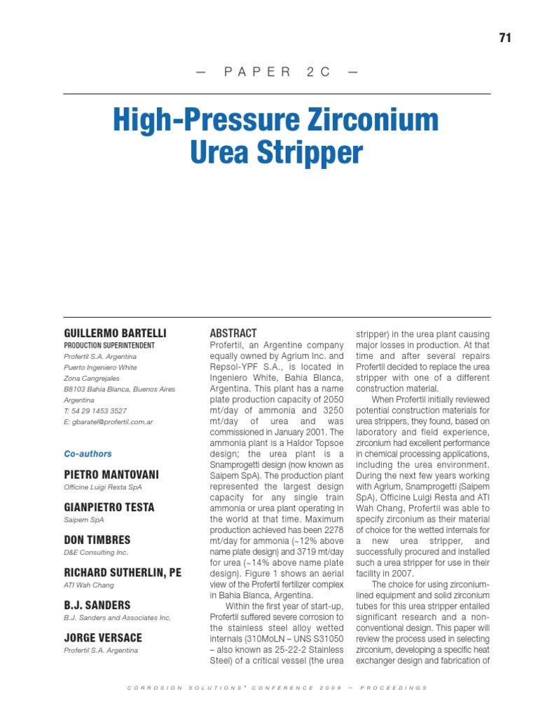 Urea Paper 2c Bartelli | PDF | Zirconium | Urea