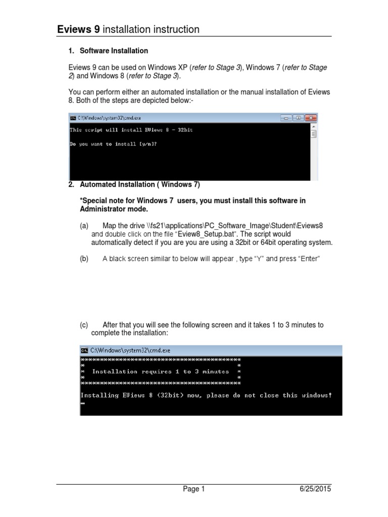 Installation Eviews 9 Student | PDF | Microsoft Windows | Windows 7